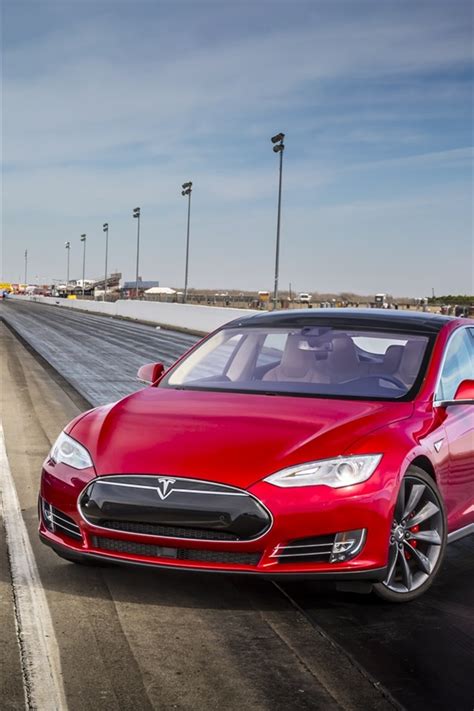 Wallpaper 2015 Dodge Charger Srt Blue And Tesla Model S P85d Red Cars