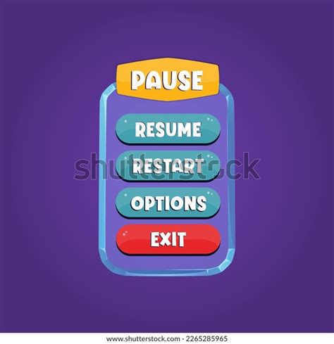 pause resume restart exit options ui stock vector royalty free