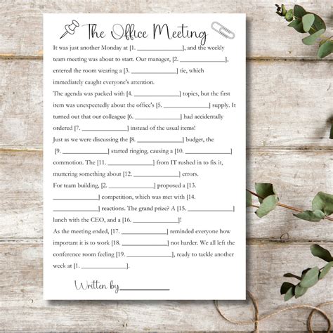 Office Mad Libs Office Games Office Games Printable Printable Office Games Office Party Games