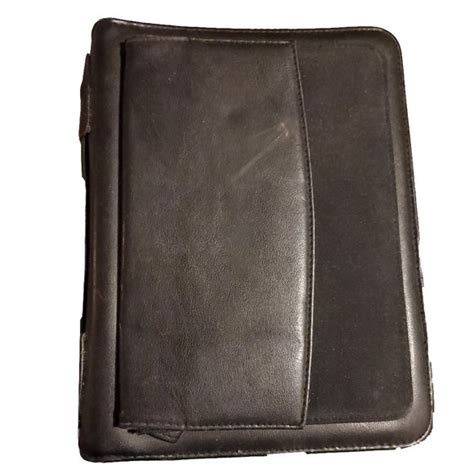 Day Timer Office Daytimer Black Leather Refillable Planner Used In