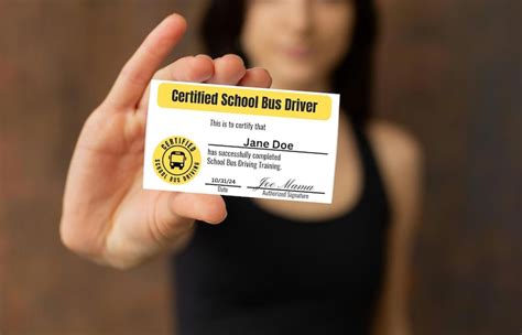 Editable School Bus Driver Certification Card Costume Template Pocket