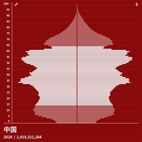 中国在西元 2025 年的人口金字塔 人口金字塔