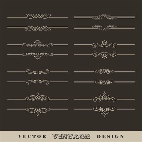 Premium Vector Set Of Vintage Calligraphic Linear Divider And Border
