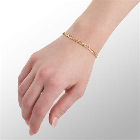10k Hollow White Gold Beveled Figaro Chain Bracelet 75 Banter