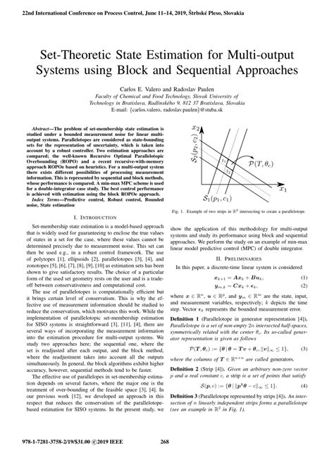 Pdf Set Theoretic State Estimation For Multi Output Systems Using Block And Sequential Approaches
