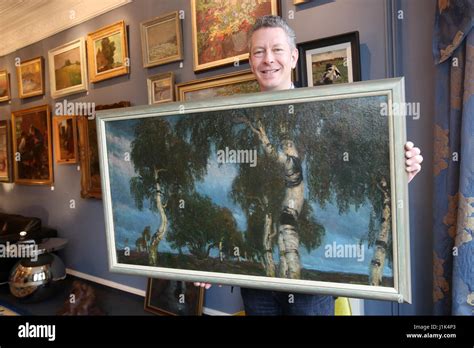 Hamburg Germany 21st Apr 2017 Auctioneer Michael Kerle Holding A Picture Entitled Birken