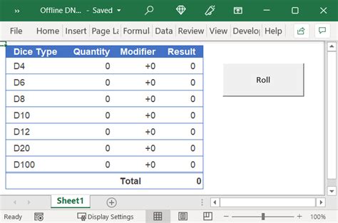 Lightweight Excel DND Dice Roller Static Interest