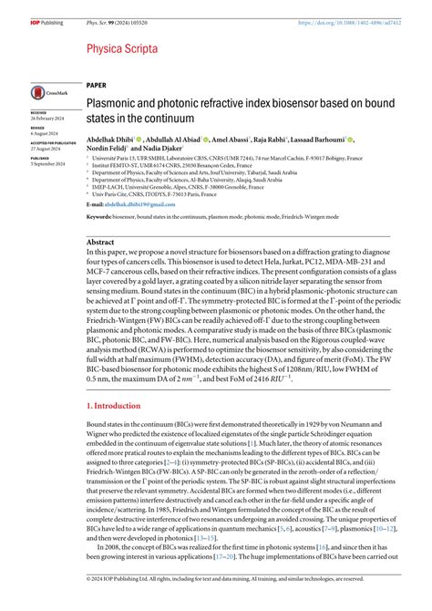 Pdf Plasmonic And Photonic Refractive Index Biosensor Based On Bound