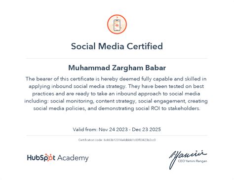 Hubspot Academy Social Media Marketing Certification