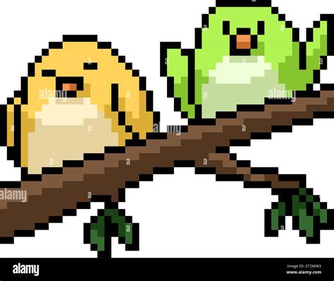 Pixel Art Of Couple Small Bird Stock Vector Image And Art Alamy