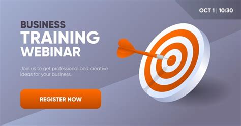 비즈니스 비즈니스 교육 웹 세미나 소셜 미디어 게시물 템플릿에는 3d 목표 삽화가 있습니다 프리미엄 벡터