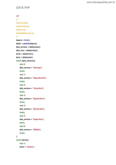Clique Apostilas PHP Script De Data Por Extenso