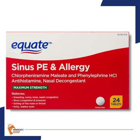 Equate Sinus And Allergy Relief Pe Tablets Maximum Strength