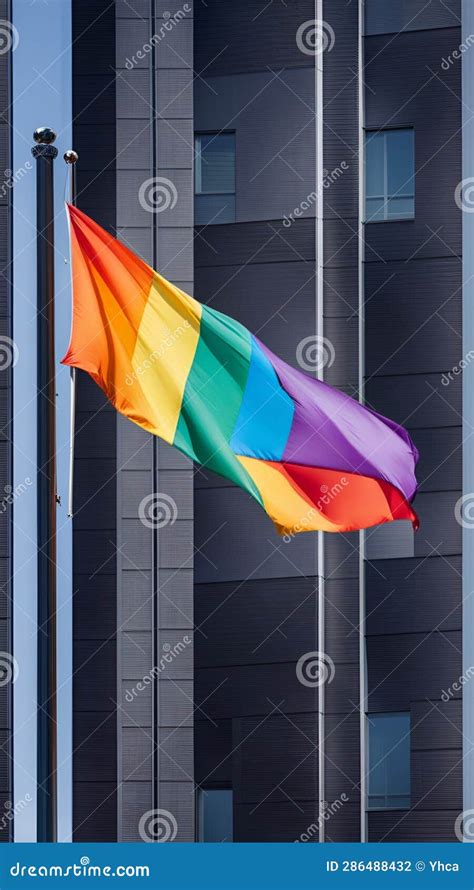 Rainbow Flag Waving In The Wind Ai Generated Stock Illustration
