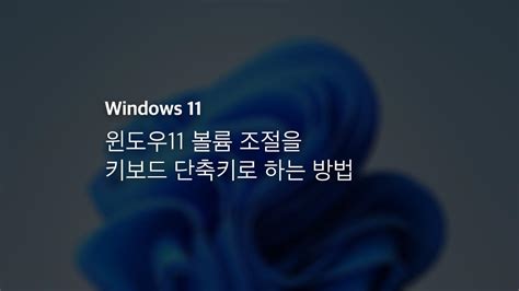 윈도우11 볼륨 조절을 키보드 단축키로 하는 방법 익스트림 매뉴얼