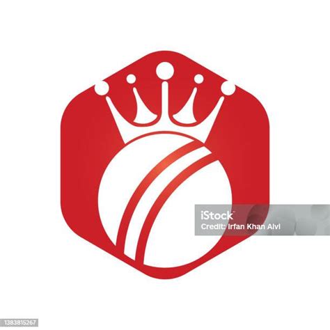 크리켓 킹 벡터 로고 디자인 크리켓 공과 크라운 아이콘 디자인 템플릿 Championship에 대한 스톡 벡터 아트 및 기타