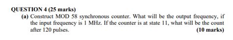 Solved Question 4 25 Marks A Construct Mod 58