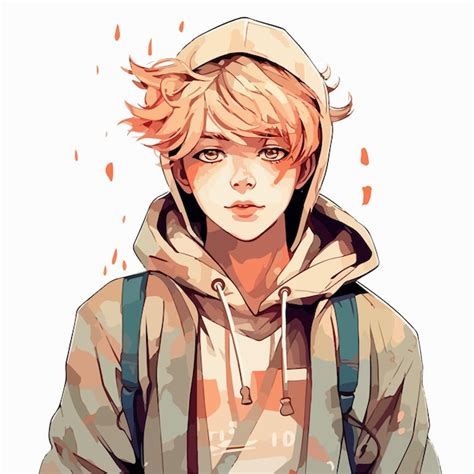 Jovem desenho de ilustração vetorial de personagem de estilo anime manga anime boy Vetor Premium