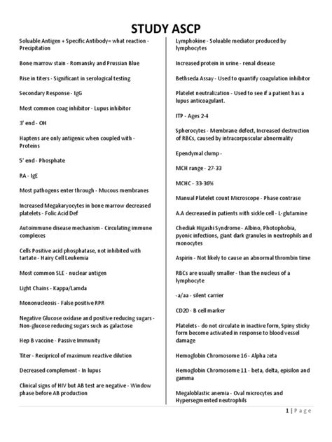 Ascp Study Pdf Platelet Hemoglobin
