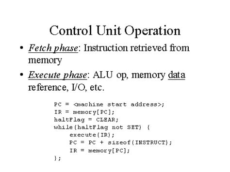Control Unit Operation