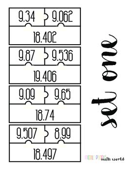 Decimal Addition Jigsaw Puzzle Activity By Middle People Math World
