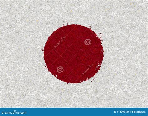 Illustraion Of Japanese Flag With A Floral Pattern Stock Illustration