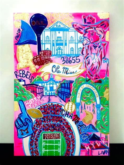 Vertical Custom College Town Canvas Acrylic Preppy Canvas Etsy