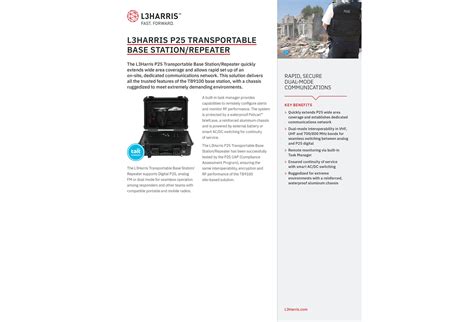 P25 Transportable Base Station Repeater Datasheet L3harris® Fast