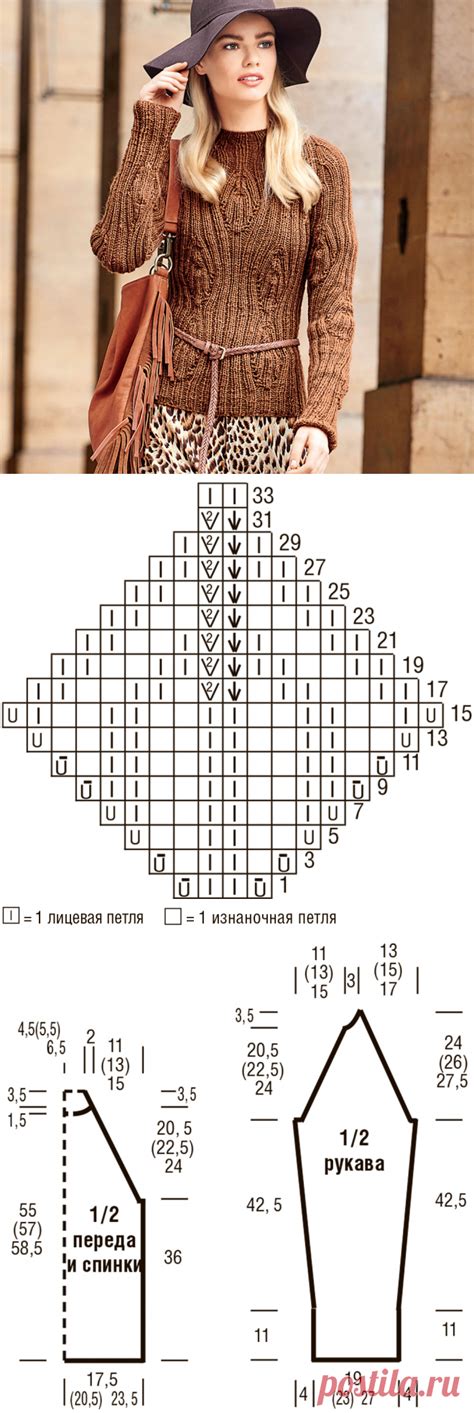 Джемпер с мотивом «Листья схема вязания спицами Вяжем Джемперы на V вязание Постила