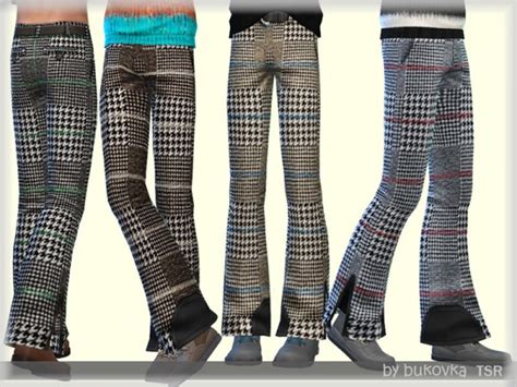 The Sims Resource Flared Pants Plaid By Bukovka • Sims 4 Downloads
