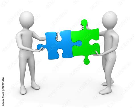 Association Personnages 3d Pièces Puzzle Symbole Positif の Stock イラスト