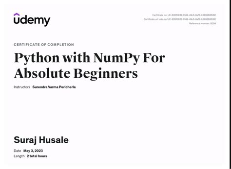 Suraj Husale On Linkedin Udemy Python Numpy Udemy
