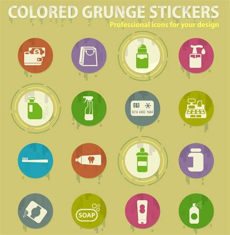 Tienda De Productos Químicos Iconos Grunge De Colores Vector Premium