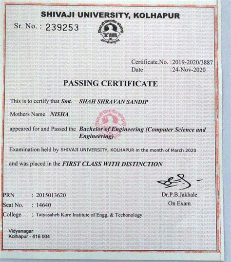 Today I Received My Passing Certificate Of Bachelor Of Engineering Cse 😊🙂 Shravan Shah 15