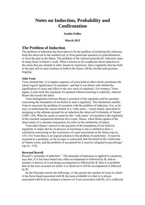 PDF Notes On Induction Probability And Confirmationusers Uoa Gr Psillos Teaching Lecture