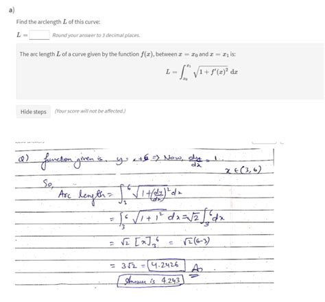 solved a find the arclength l of this curve l round your
