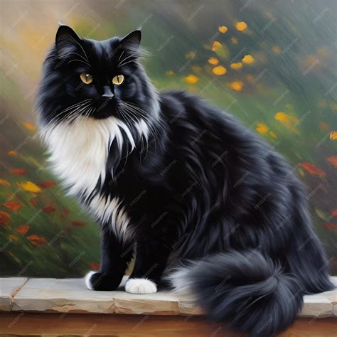 Premium Photo Black And White Fluffy Cat