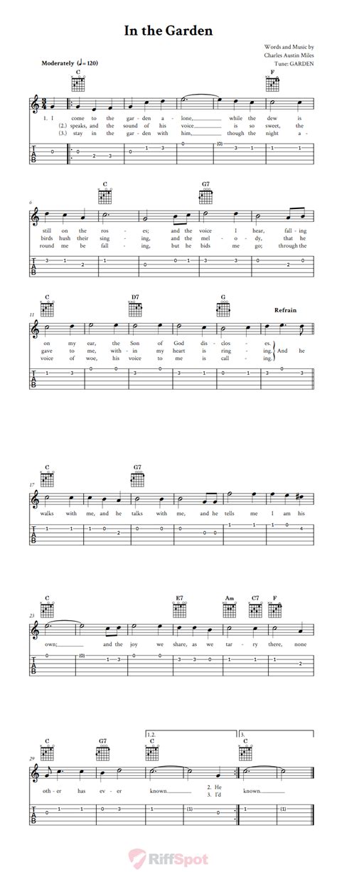 In The Garden Easy Guitar Sheet Music And Tab With Chords And Lyrics