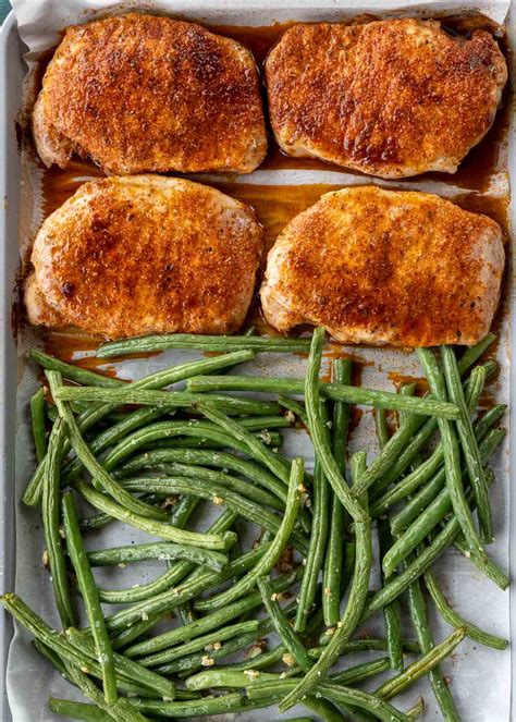 Pork Chop And Green Bean Sheet Pan Dinner