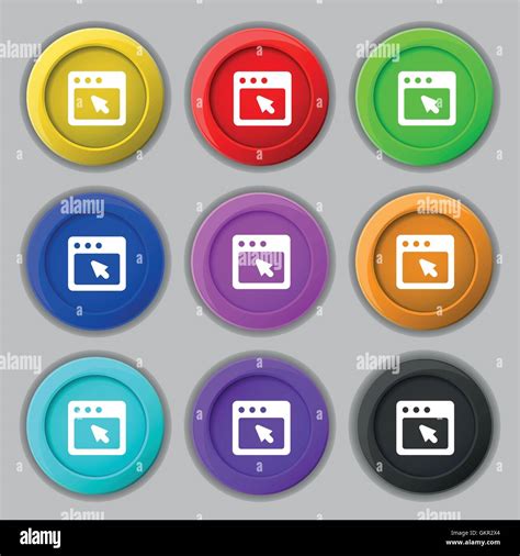 The Dialog Box Icon Sign Symbol On Nine Round Colourful Buttons