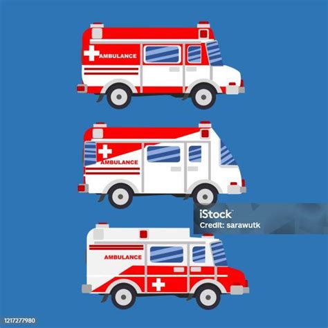 파란색 배경에 그림 구급차 자동차입니다 구급차 자동 구급 대 위 응급 구급차 차량 의료 대피 만화 구급차 교통수단에 대한 스톡 벡터 아트 및 기타 이미지 Istock