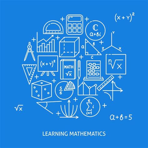 premium vector learning mathematics round banner in line style