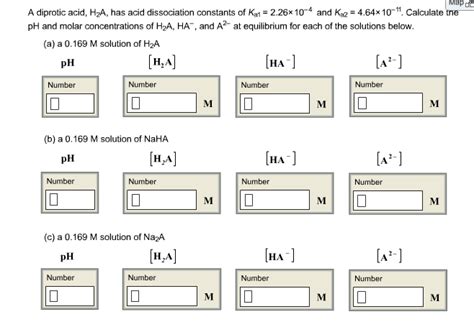 Solved A Diprotic Acid H2a Has Acid Dissociation Constants