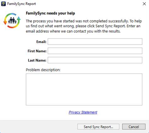 generating and sending a sync error report for ftm 2017 and ftm 2019