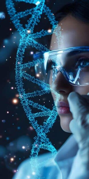 scientist examining a dna helix premium ai generated image
