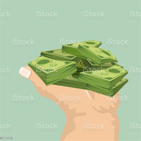 손 표시 또는 지불 또는 구매 제스처와 현금을 들고 금융 또는 뇌물 개념 디자인 플랫 및 솔리드 컬러 벡터 일러스트레이션 전면 보기 공연에 대한 스톡 벡터 아트 및 기타