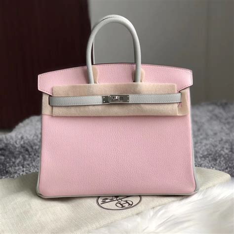 美国华盛顿爱马仕铂金包 Usa Hermes Birkin 25cm Hss Chevre 3q 新粉色 Ck80 珍珠灰 Hermès