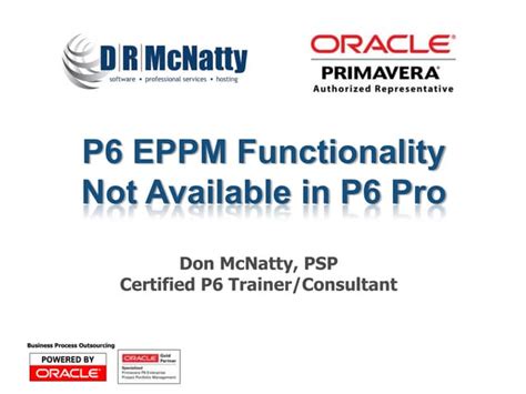 P6 Eppm Functionality Pptx
