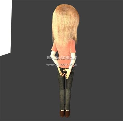 Blender 卡通金发青年女性3d模型素材资源免费下载 Blender3d模型库