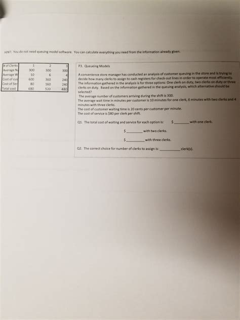 Solved Hint You Do Not Need Queuing Model Software You Can
